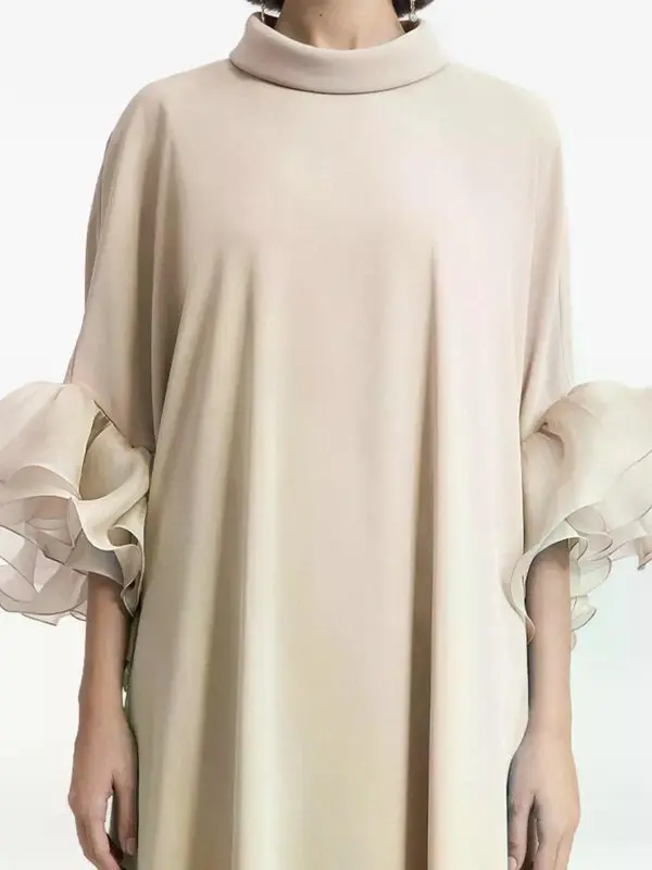 GEMY MAALOUF Ruffled-cuff Mock-neck Maxi Dress