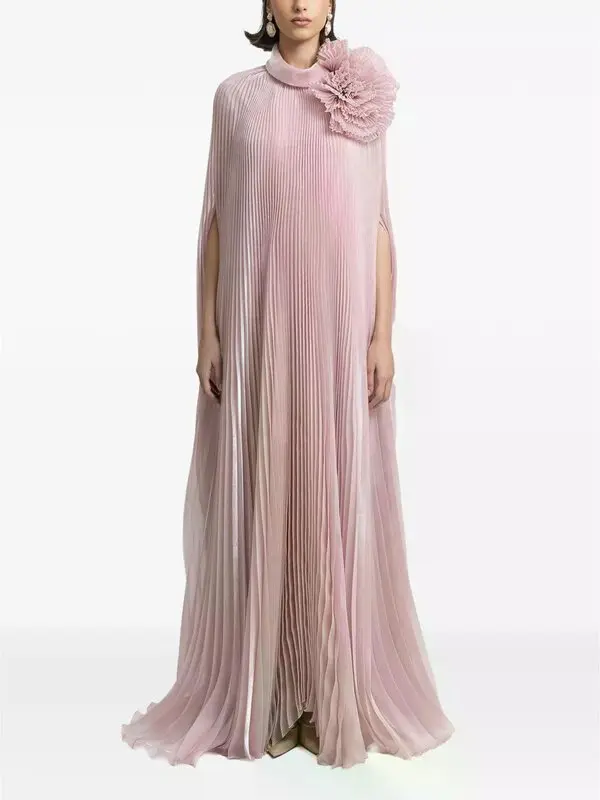 GEMY MAALOUF Draped Flower Maxi Dress - Pink