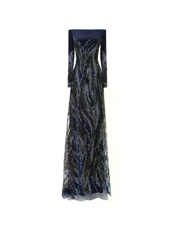 GEMY MAALOUF Beaded Off-shoulder Gown