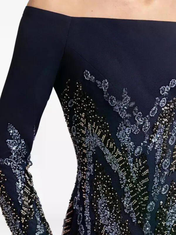 GEMY MAALOUF Beaded Off-shoulder Gown