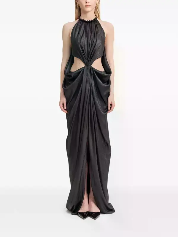 GEMY MAALOUF Embellished-neck Draped Maxi Dress
