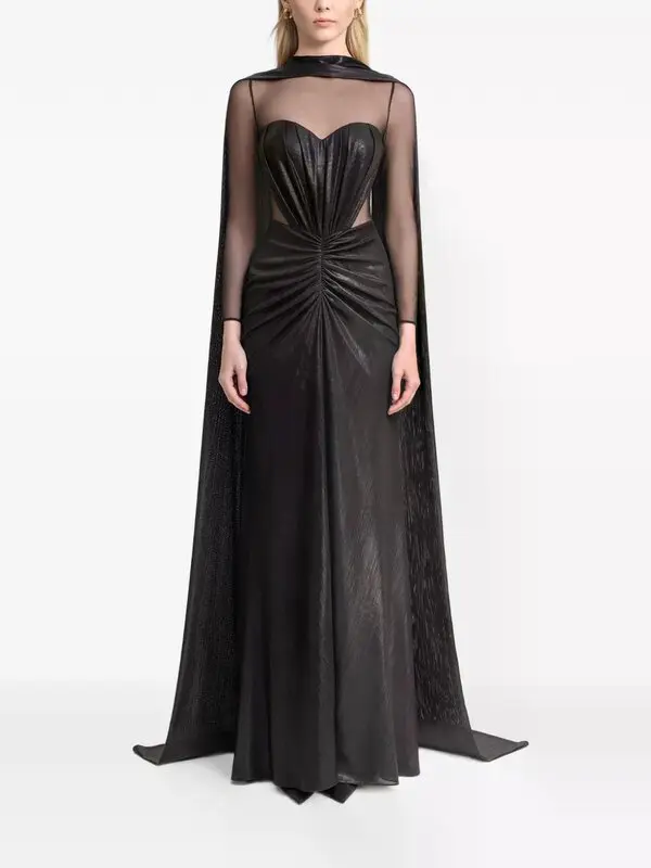 GEMY MAALOUF Cape-overlay Maxi Dress