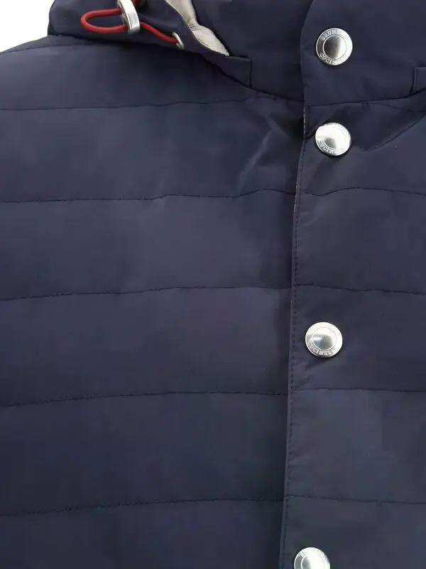 Brunello Cucinelli Hooded Buttoned Gilet - Blue