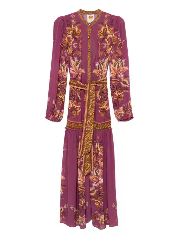 Farm Rio Maxi Delicate Chintz Belted Dress