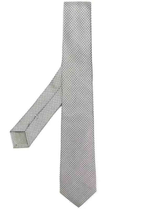 DELL'OGLIO Micro Patterned Silk Tie - Grey