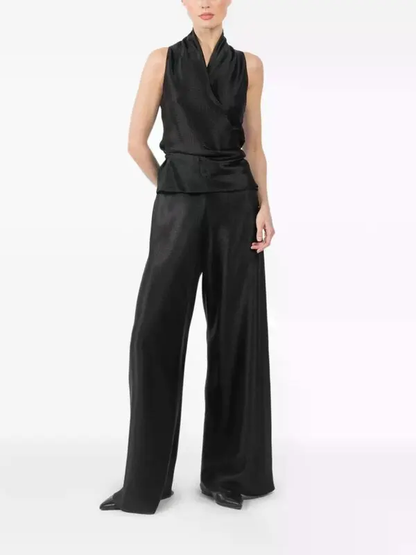 PETER COHEN Wrap-design Sleeveless Blouse - Black