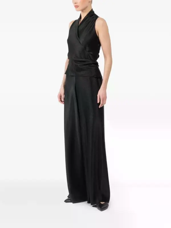 PETER COHEN Wrap-design Sleeveless Blouse - Black