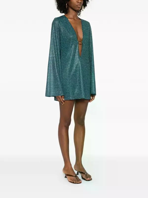 Oseree Flared-sleeve Mini Dress - Green