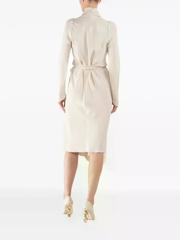 PETER COHEN Victor Long-sleeve Wrap Midi Dress - Neutrals