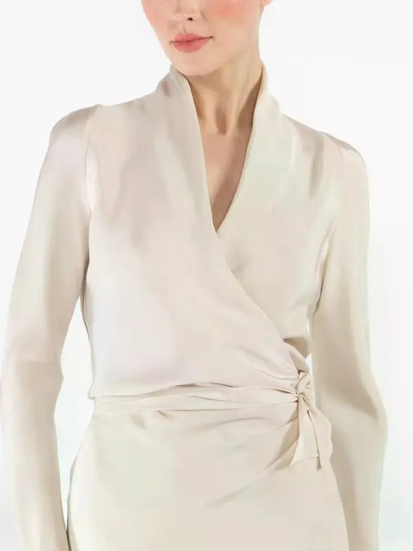 PETER COHEN Victor Long-sleeve Wrap Midi Dress - Neutrals