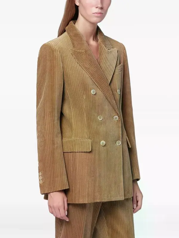 P.a.r.o.s.h Double-breasted Corduroy Blazer - Neutrals