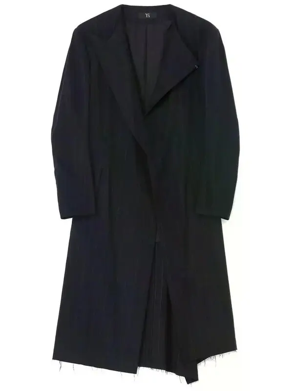 Y’s Asymmetric Pinstriped Wool-blend Coat