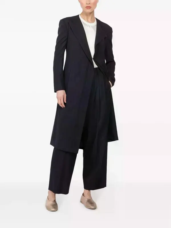 Y’s Asymmetric Pinstriped Wool-blend Coat