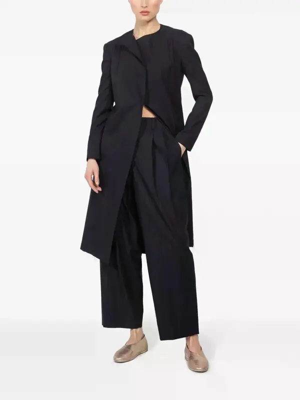 Y’s Asymmetric Pinstriped Wool-blend Coat