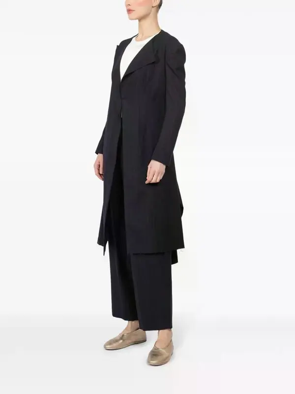 Y’s Asymmetric Pinstriped Wool-blend Coat