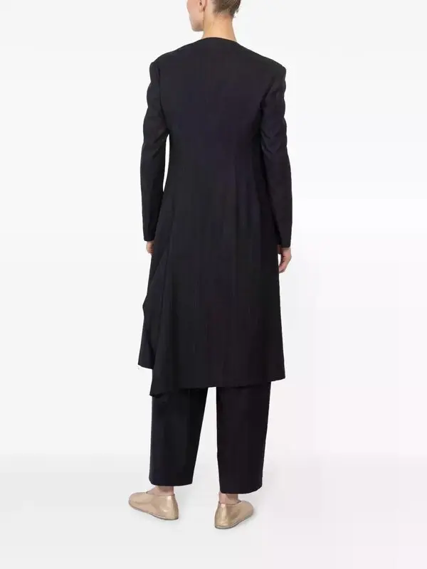 Y’s Asymmetric Pinstriped Wool-blend Coat