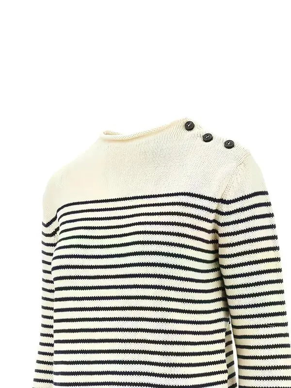 Max Mara Striped-pattern Buttoned Shoulder Sweater