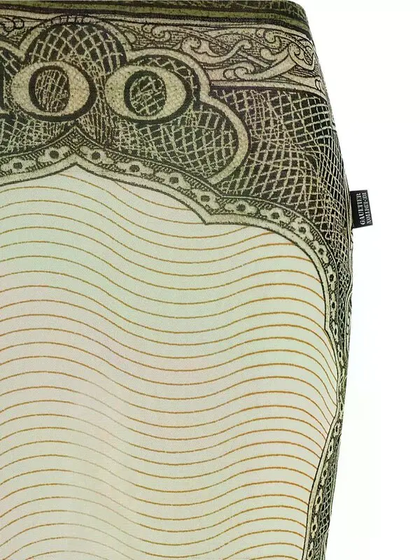 JEAN PAUL GAULTIER Re-edition Green Cartouche Printed Maxi Skirt - Neutrals