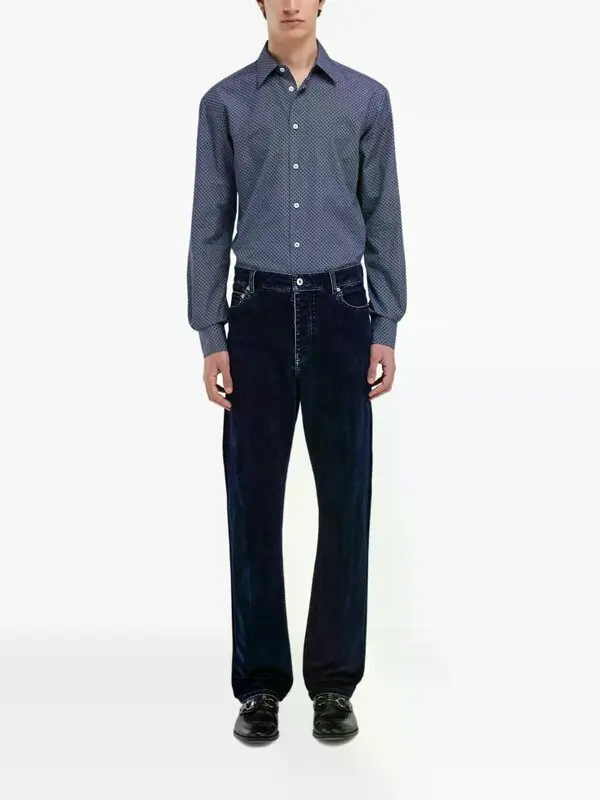 FERRAGAMO Monogram Poplin Shirt - Blue