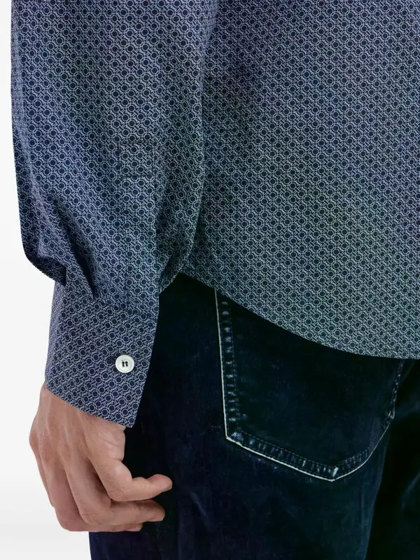 FERRAGAMO Monogram Poplin Shirt - Blue