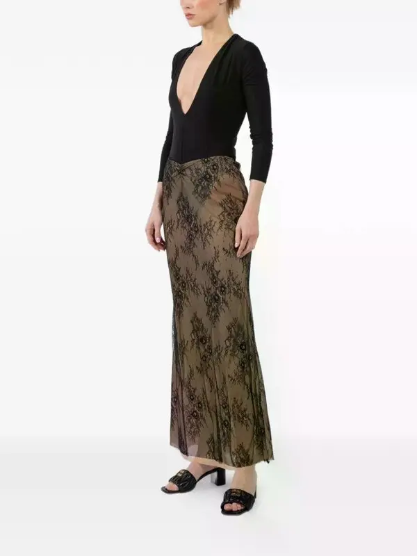 BANANHOT Balena Lace Maxi Straight Skirt