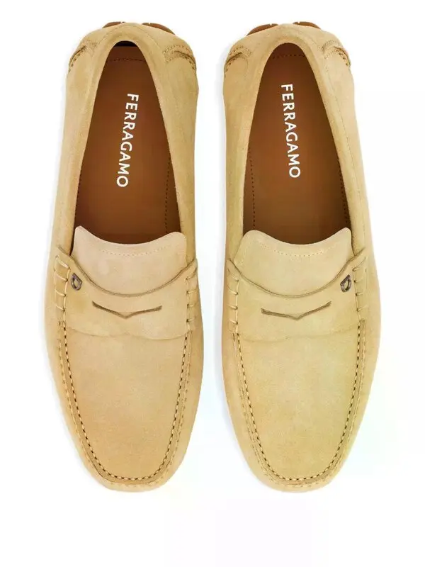 FERRAGAMO Gancini-plaque Loafers - Neutrals