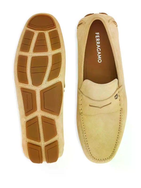 FERRAGAMO Gancini-plaque Loafers - Neutrals