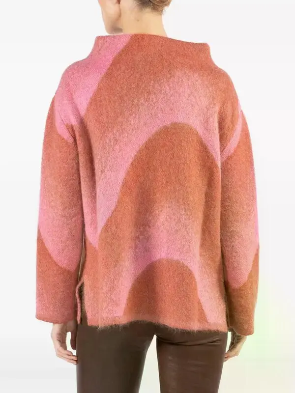 ODEEH Pattern High-neck Sweater