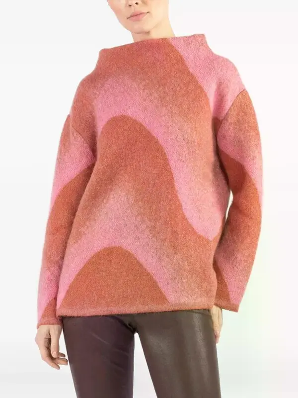 ODEEH Pattern High-neck Sweater