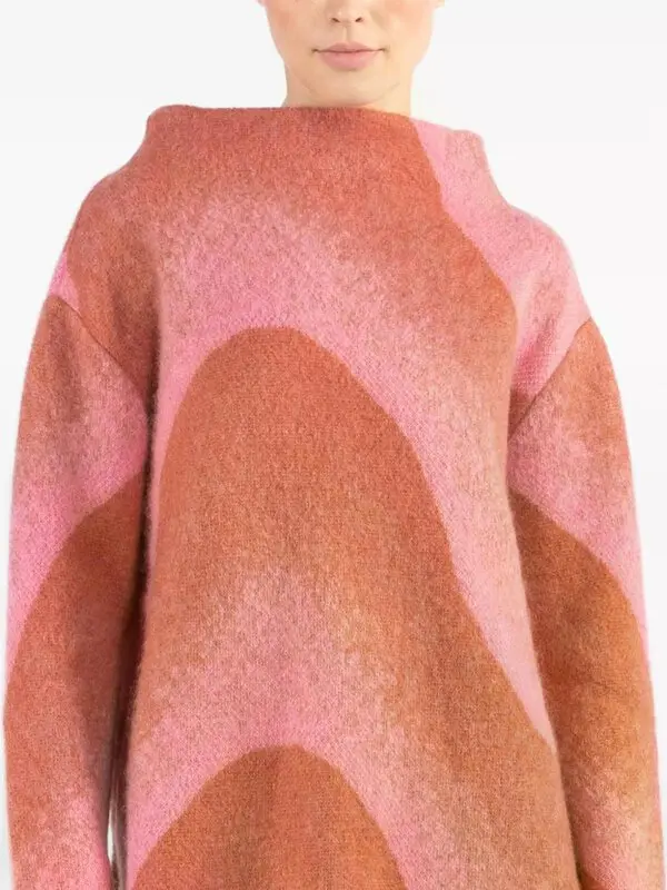 ODEEH Pattern High-neck Sweater
