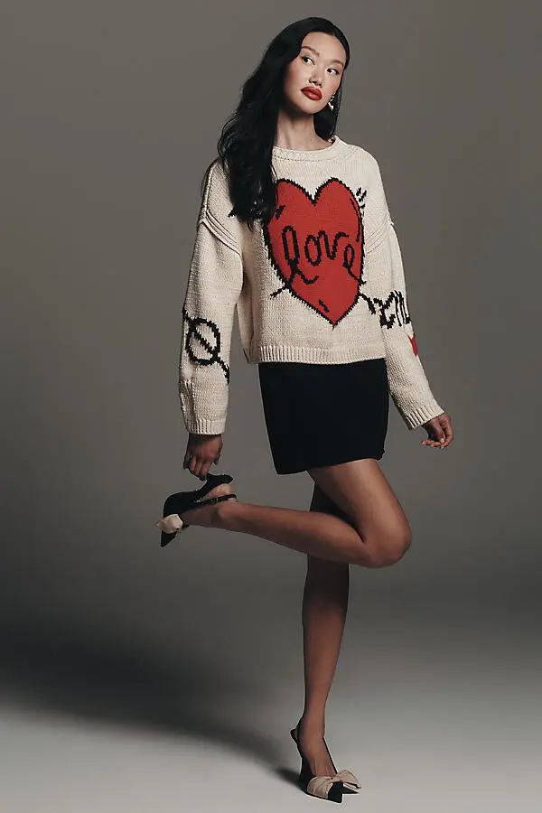 Maeve Loves Truck Long-sleeve Crew-neck Sweater