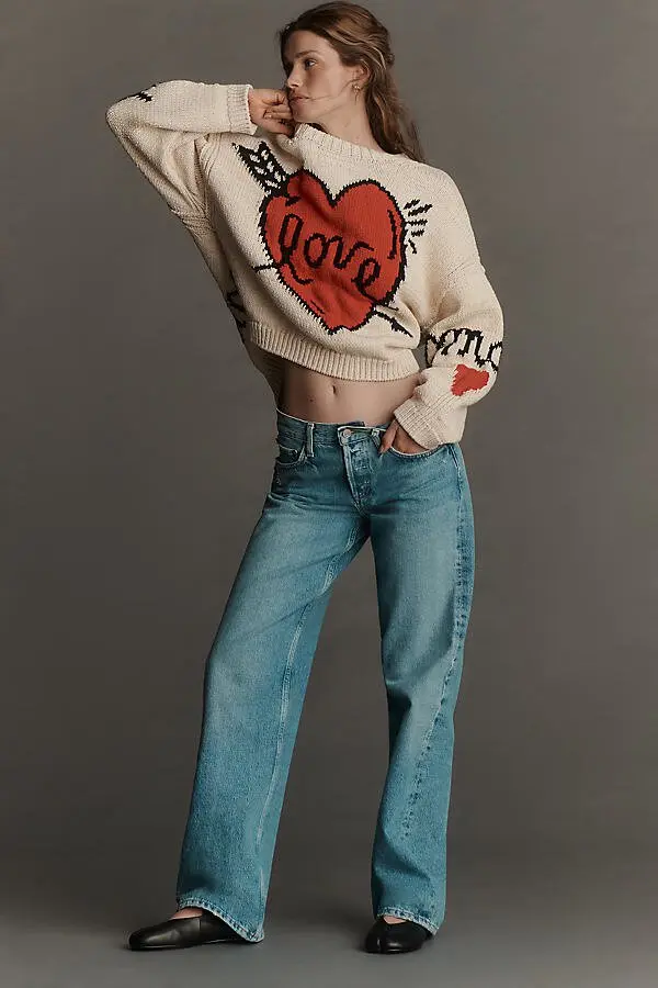 Maeve Loves Truck Long-sleeve Crew-neck Sweater
