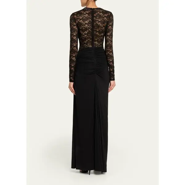 Ronny Kobo Amalyia Draped Mixed Media Column Gown