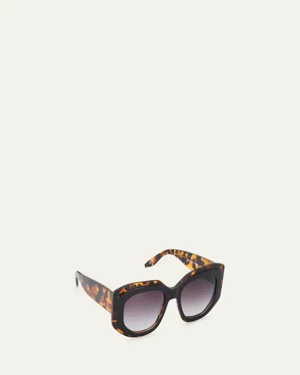 Barton Perreira 50.5mm Geometric Sunglasses - Black/amber