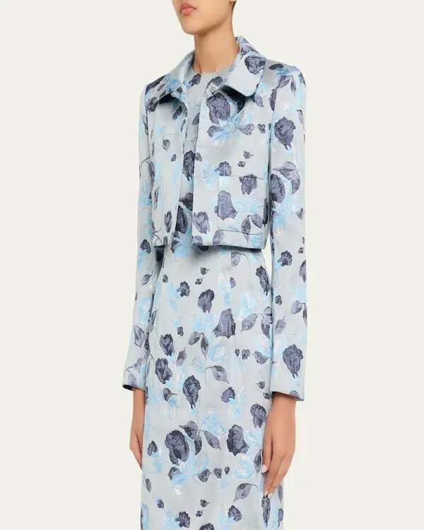 Prabal Gurung Metallic Floral Jacquard Bolero Jacket