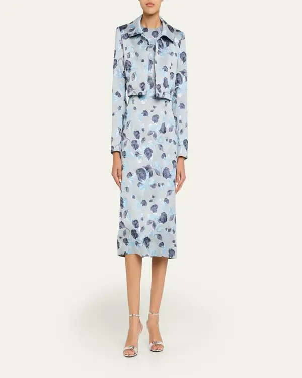 Prabal Gurung Metallic Floral Jacquard Bolero Jacket