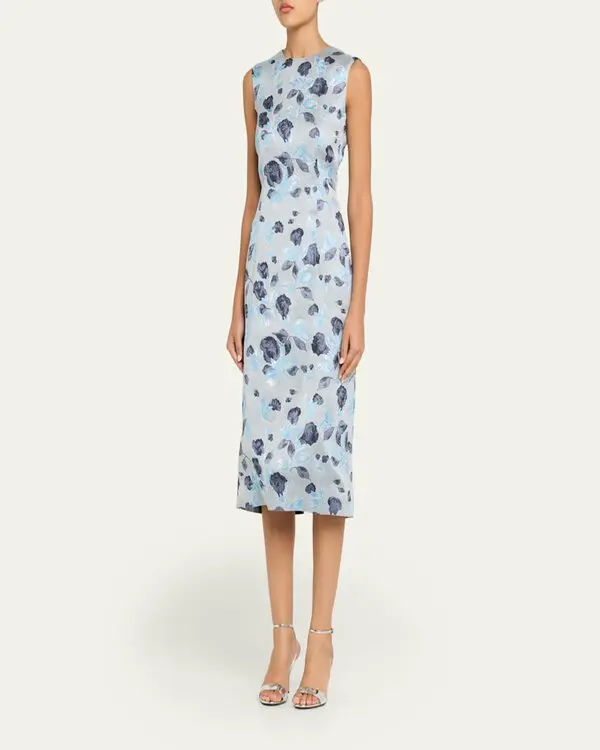Prabal Gurung Floral Jacquard Sleeveless Midi Dress