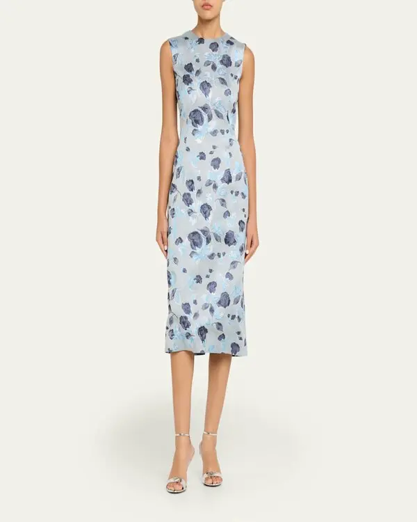 Prabal Gurung Floral Jacquard Sleeveless Midi Dress
