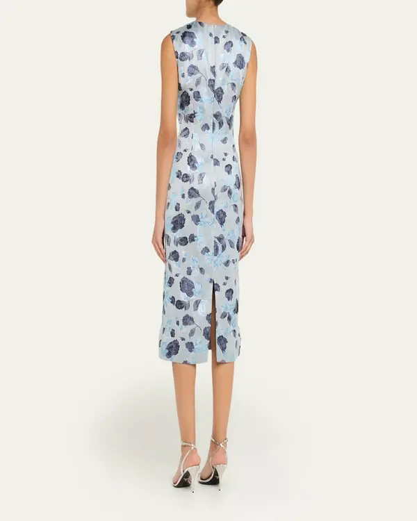 Prabal Gurung Floral Jacquard Sleeveless Midi Dress