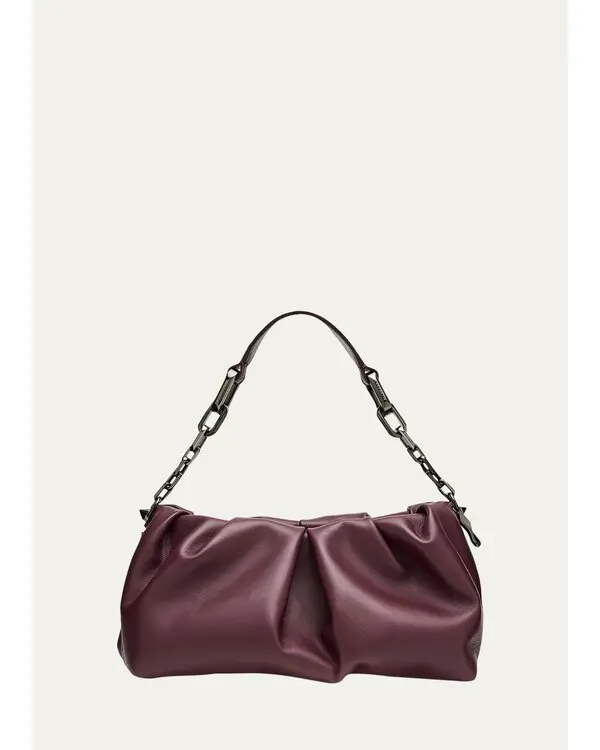 CHRISTIAN LOUBOUTIN Eva Pleated Nappa Leather Shoulder Bag - Amara
