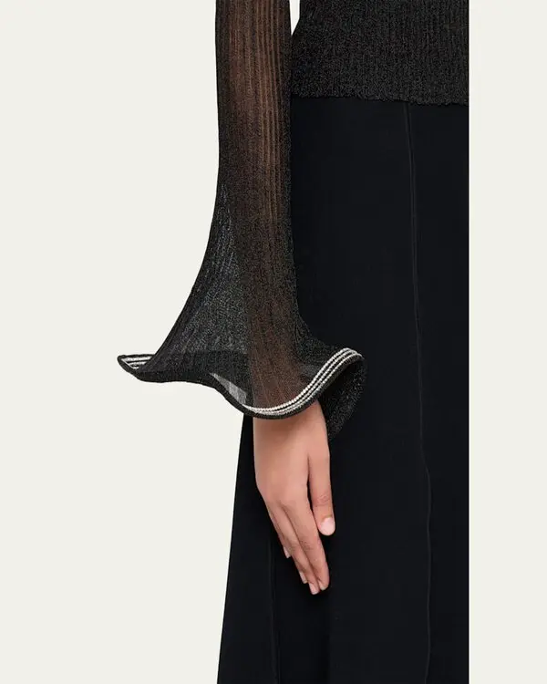Simkhai Maebry Long-sleeve Rib-knit Top - Black