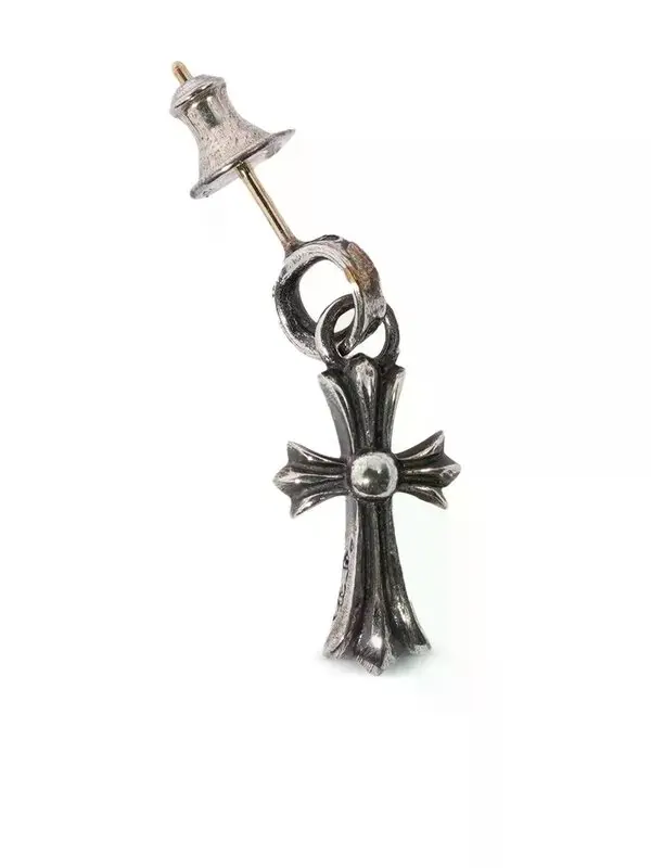 Chrome Hearts Baby Fat Cross Pendant Earring - Silver
