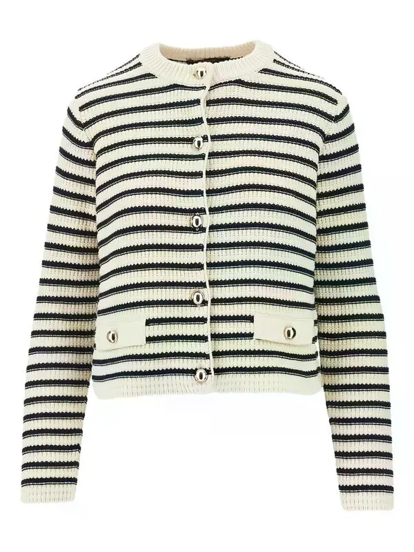 Max Mara Striped Button Cardigan - White