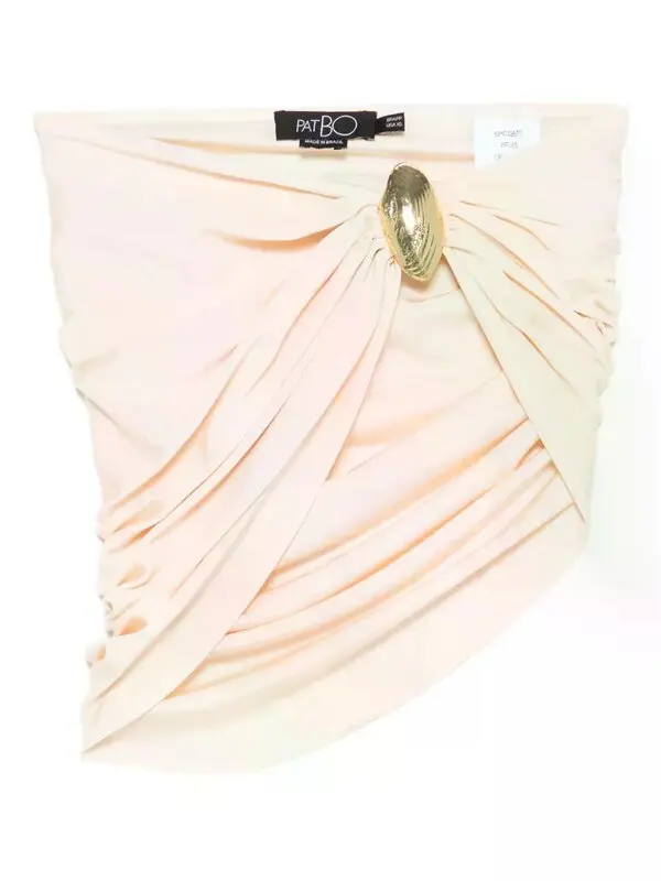 PatBO Mini Skirt With Shell Embellishments - Neutrals