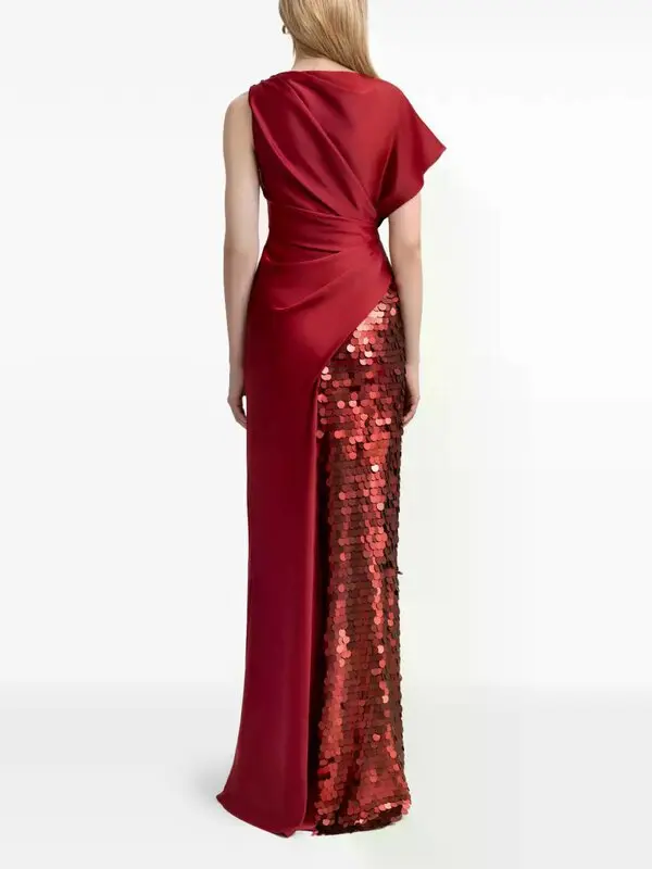 GEMY MAALOUF Sequined Draped Gown - Red