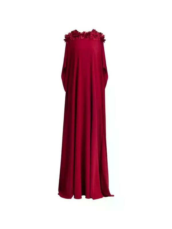 GEMY MAALOUF Floral-embellished Kaftan Dress - Red