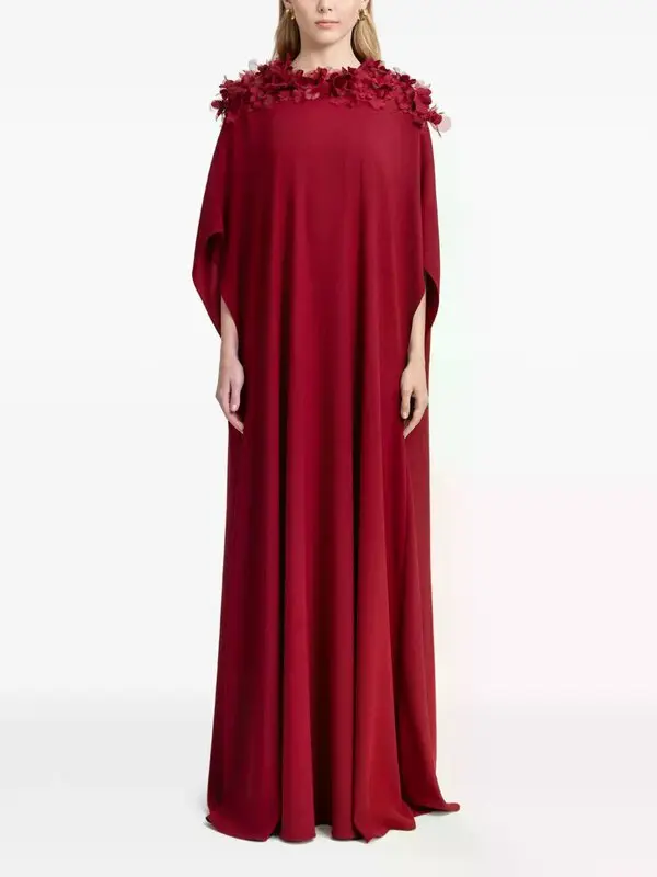 GEMY MAALOUF Floral-embellished Kaftan Dress - Red