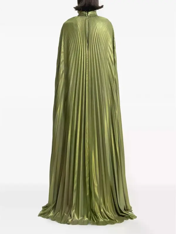 GEMY MAALOUF Pleated Cape Gown - Green