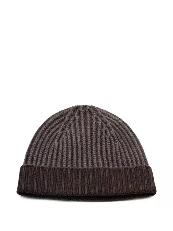 04651/TRIP IN A BAG Ribbed Wool Beanie Hat - Brown