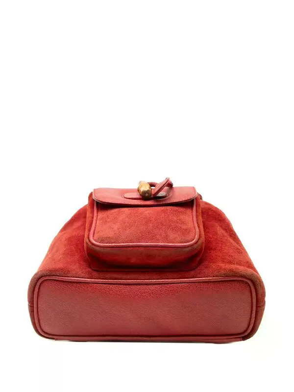 Gucci Suede Bamboo Backpack - Red